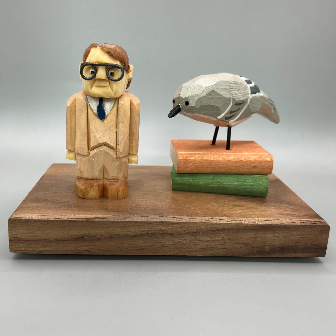 Atticus Finch and Mockingbird, Carved Wood, Miniature Carving ...