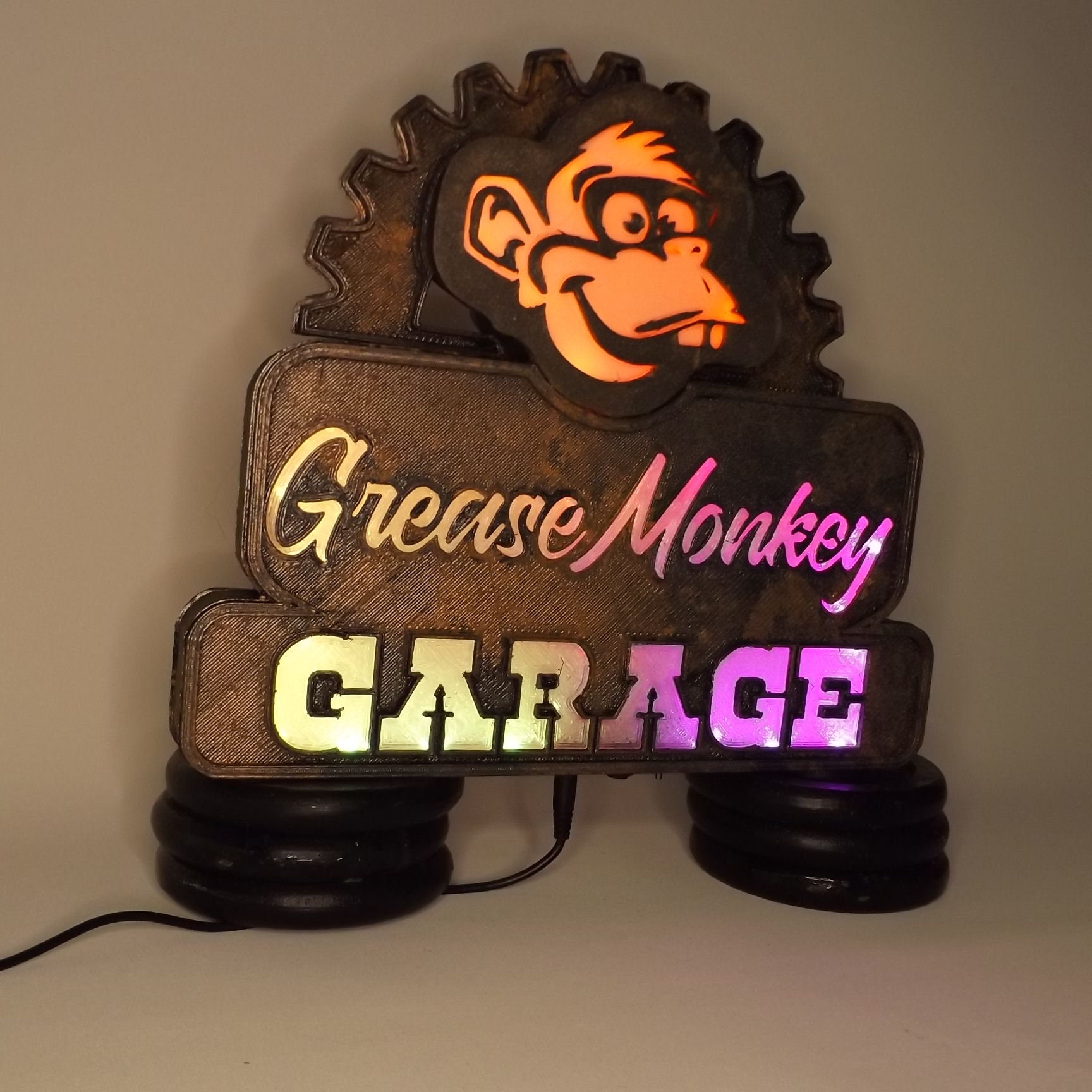 Vintage Garage Sign Grease Monkey. Weathered and Rusted Look and Feel ...