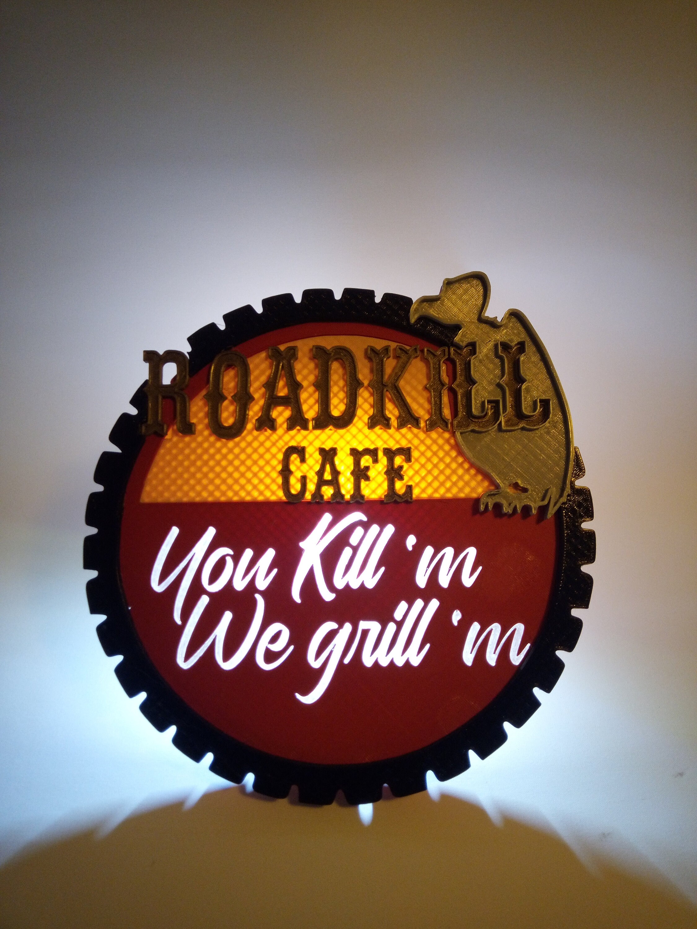 Roadkill Cafe Sign, Mancave Decoration, Illuminated Sign, You Kill 'm ...