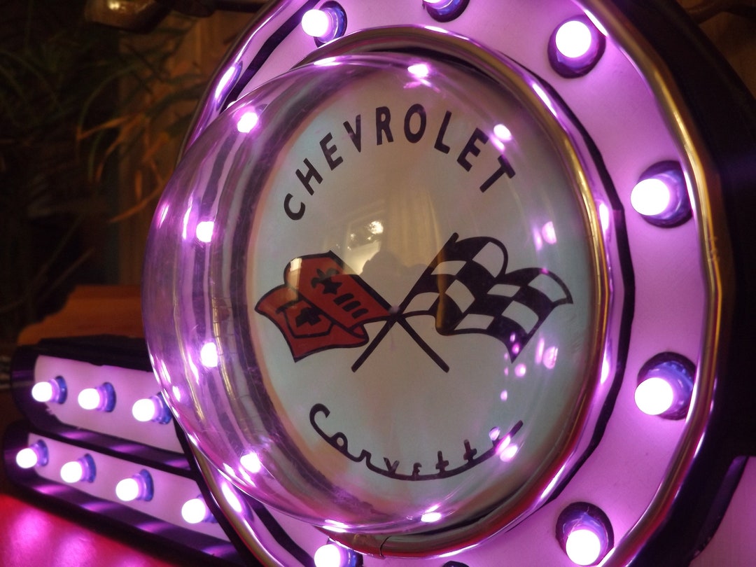 Vintage Lighted Sign, Corvette C1, Birthday, Personalized, Art Deco, 50 ...