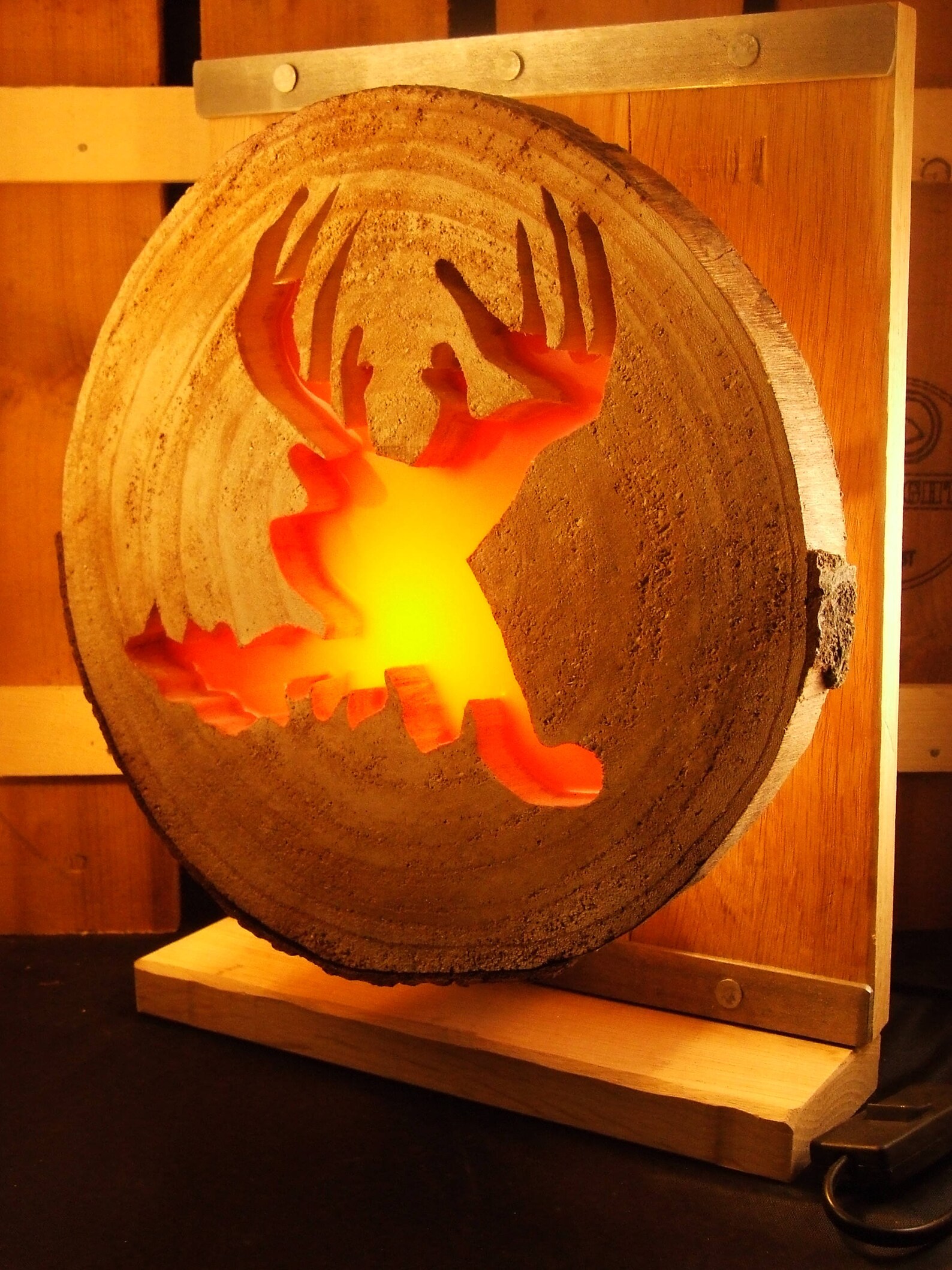Deer Hunting Theme Lamp From Recycled Oak, Birch and Raw Steel. Deer ...