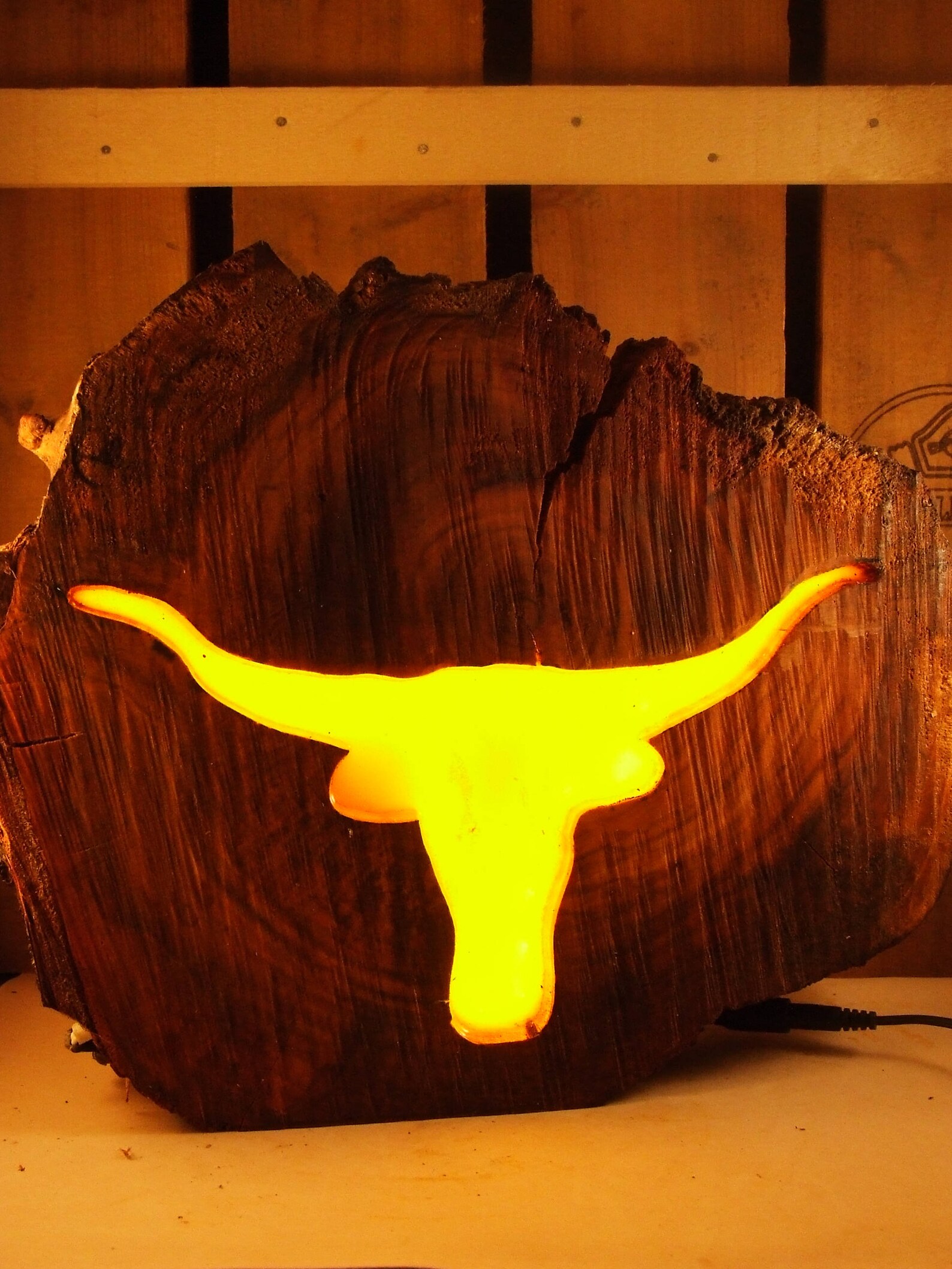 Longhorn Lamp Made From Cherry Wood and Resin. Country and - Etsy