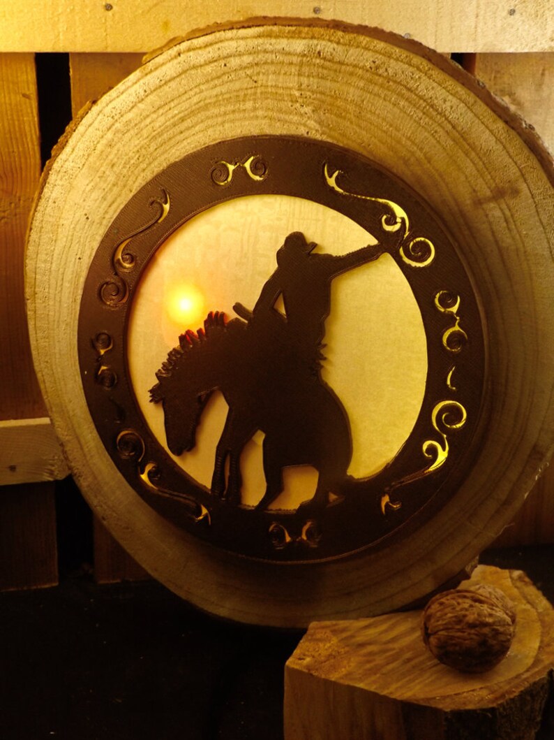 Rodeo Bronco Lamp Made of Natural Wood and Faux Steel - Etsy