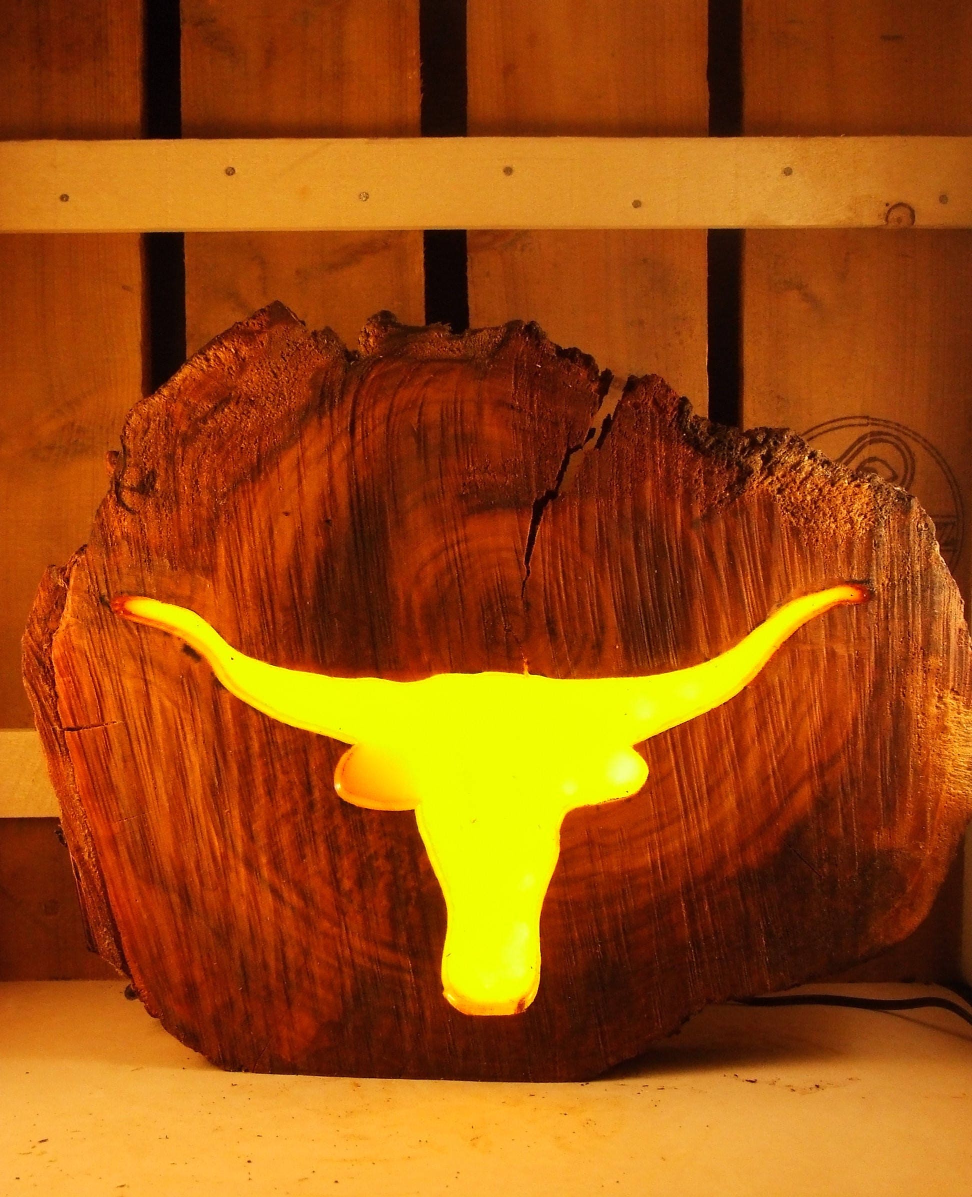 Longhorn Lamp Made From Cherry Wood and Resin. Country and - Etsy