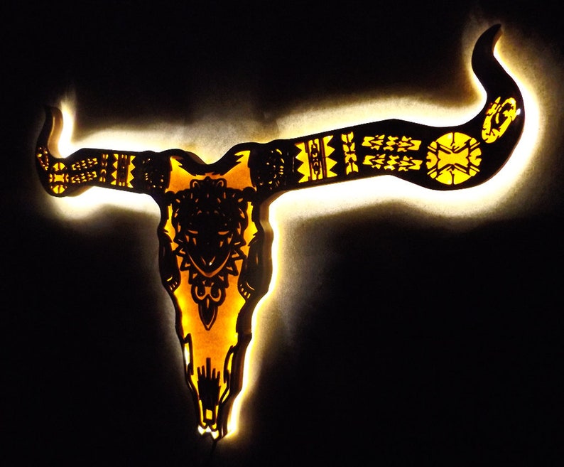 Longhorn Faux Steel Wall Lamp - Etsy