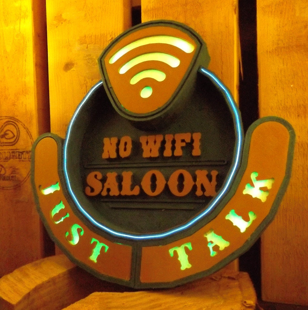 Wall Deor No WIFI Nostalgic Neon Sign Billboard. No Wifi, Talk to Each ...