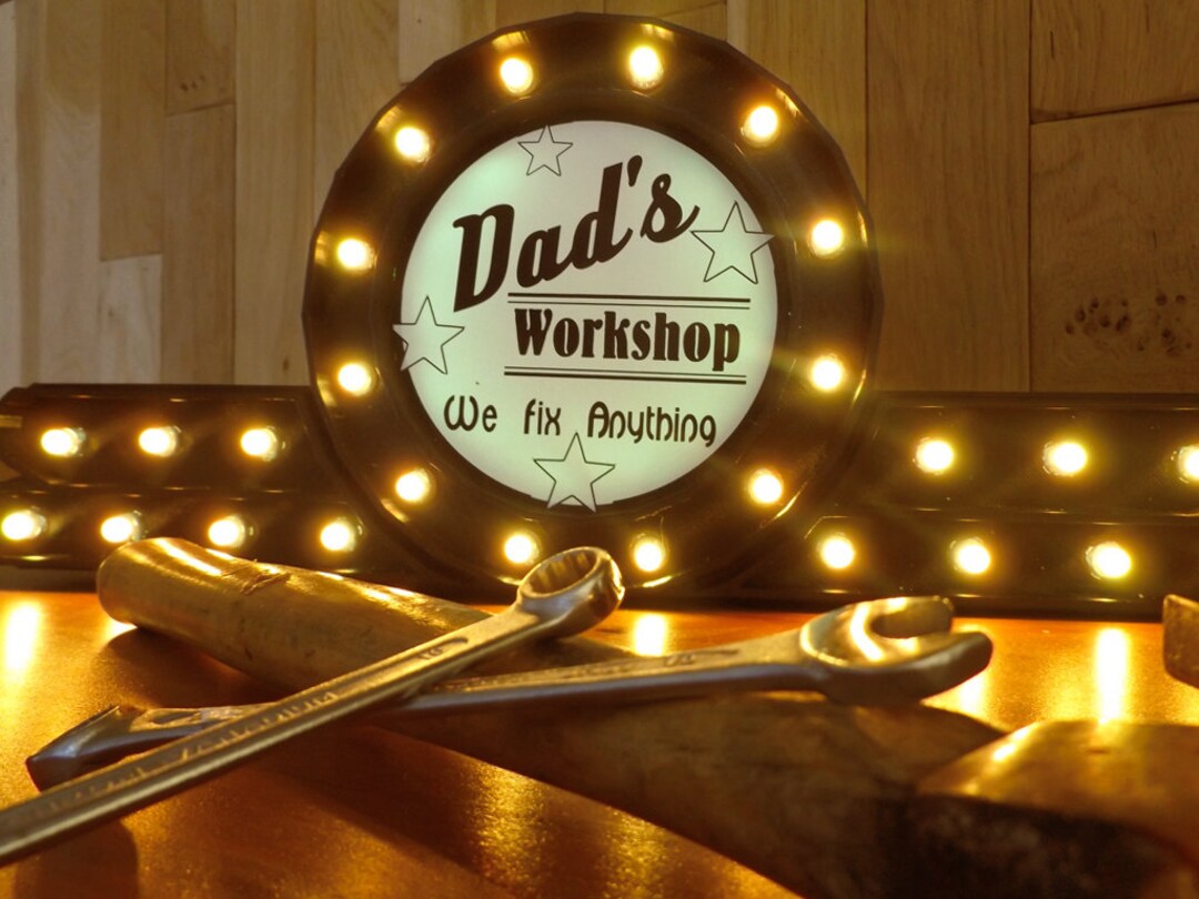 Vintage Lighted Sign, Dad's Workshop, Personizable - Etsy