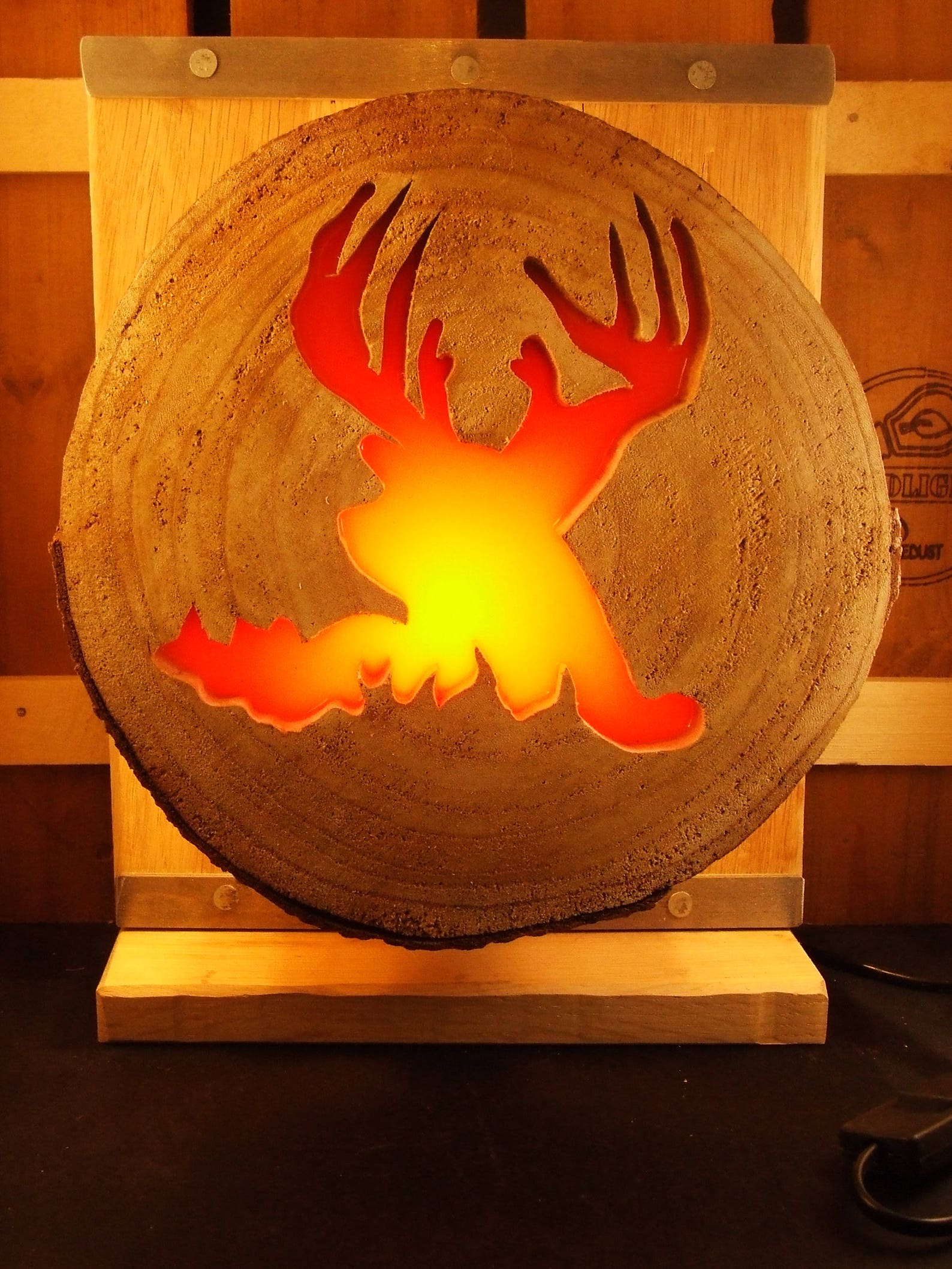 Deer Hunting Theme Lamp From Recycled Oak, Birch and Raw Steel. Deer ...