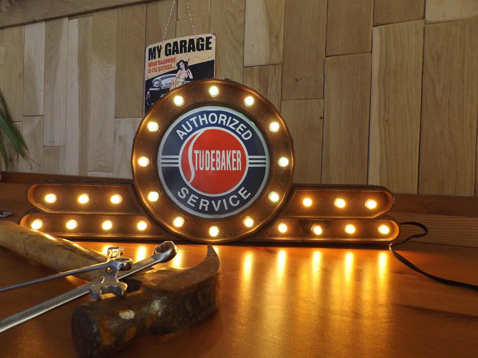 Vintage Rusted Mancave Garage Sign, Patina, With Lights - Etsy
