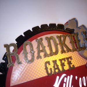 Roadkill Cafe Sign, Mancave Decoration, Illuminated Sign, You Kill 'm ...