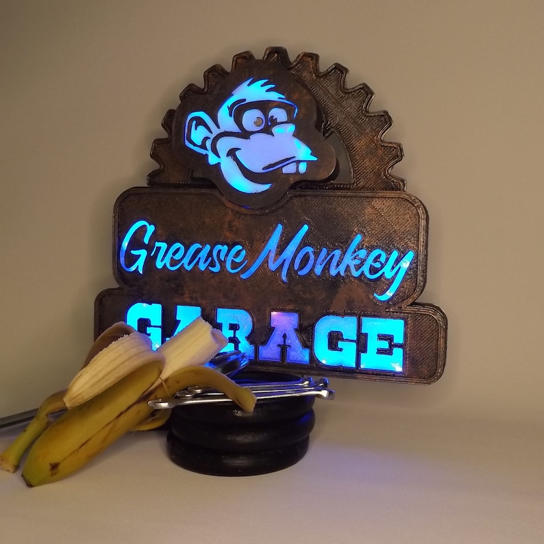Vintage Garage Sign Grease Monkey. Weathered and Rusted Look and Feel ...