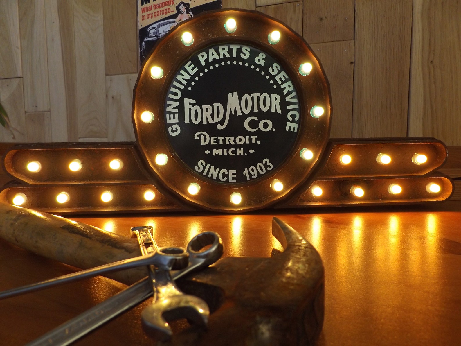 Vintage Rusted Mancave Garage Sign, Patina, With Lights - Etsy