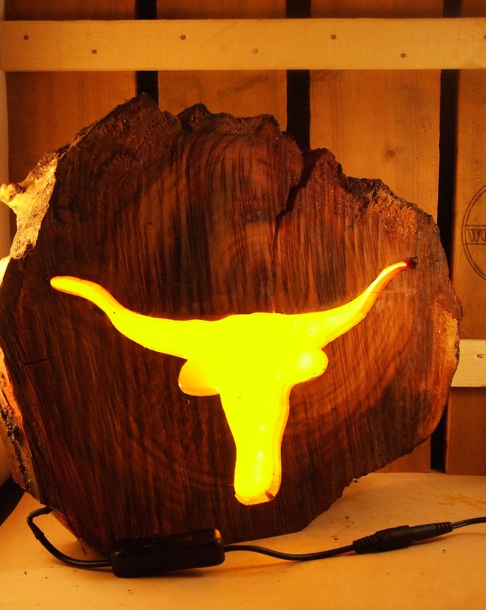 Longhorn Lamp Made From Cherry Wood and Resin. Country and - Etsy