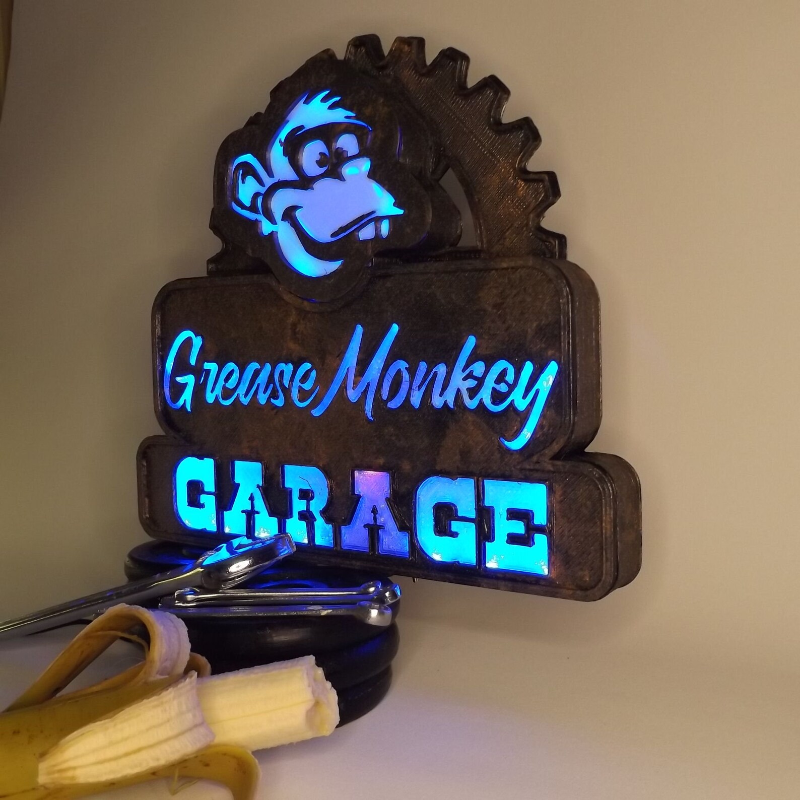 Vintage Garage Sign Grease Monkey. Weathered and Rusted Look and Feel ...