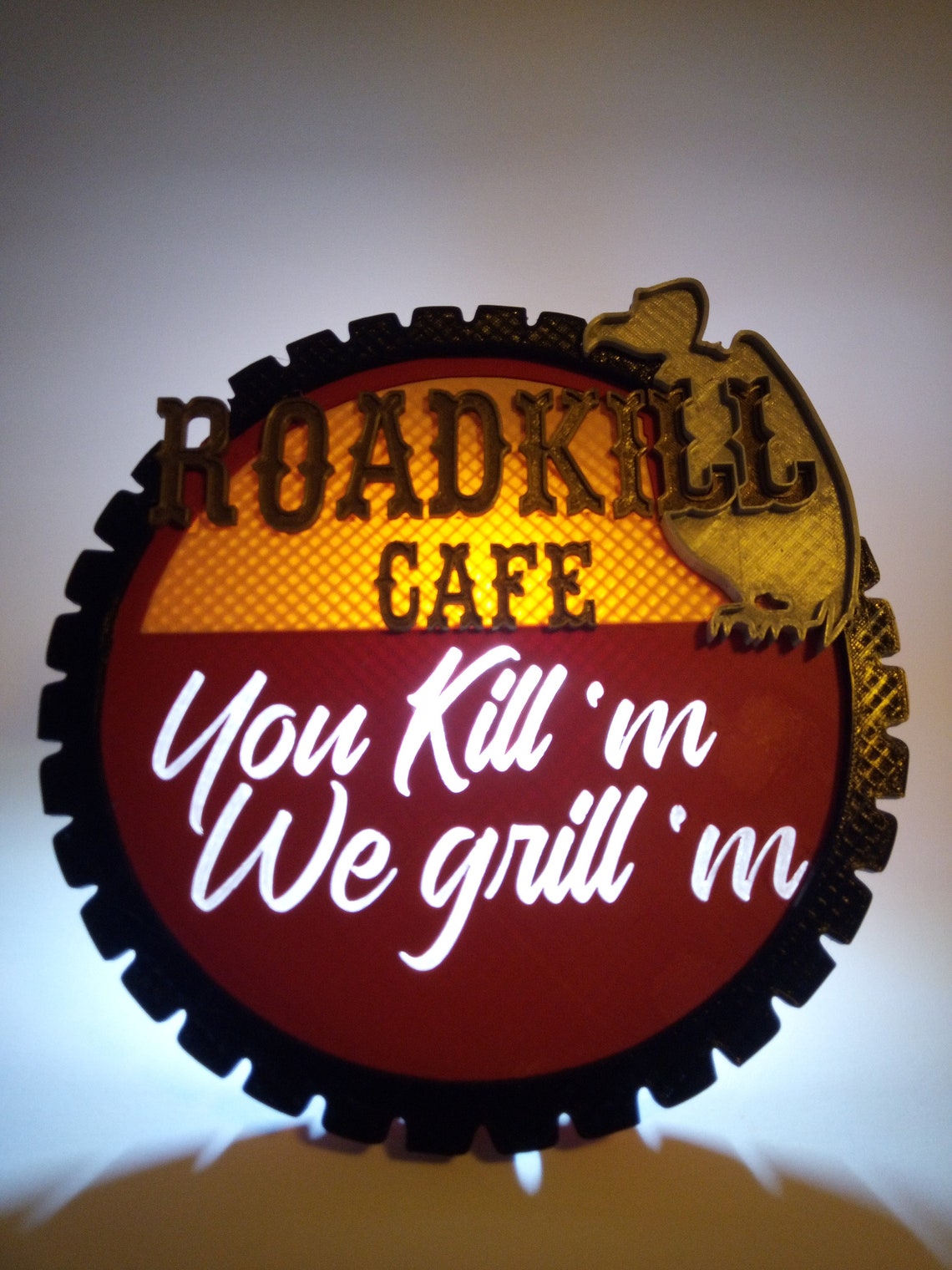 Roadkill Cafe Sign, Mancave Decoration, Illuminated Sign, You Kill 'm ...
