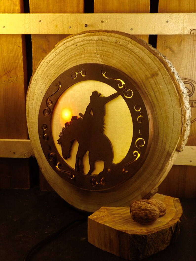 Rodeo Bronco Lamp Made of Natural Wood and Faux Steel - Etsy