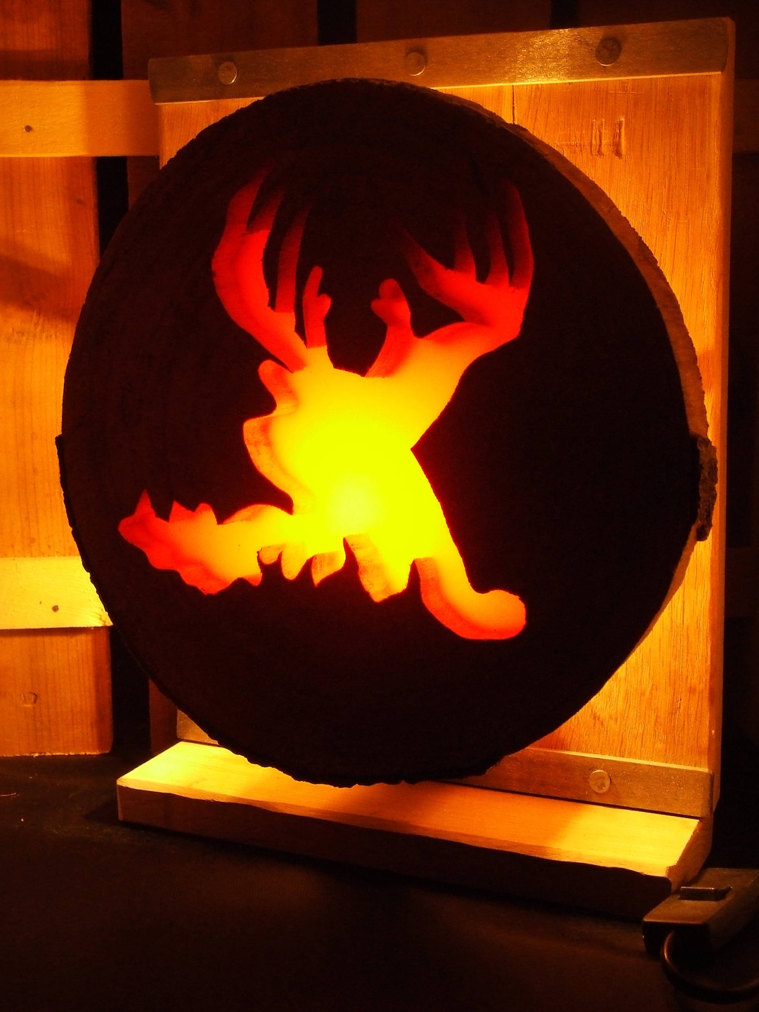 Deer Hunting Theme Lamp From Recycled Oak, Birch and Raw Steel. Deer ...