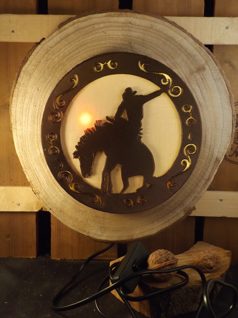 Rodeo Bronco Lamp Made of Natural Wood and Faux Steel - Etsy