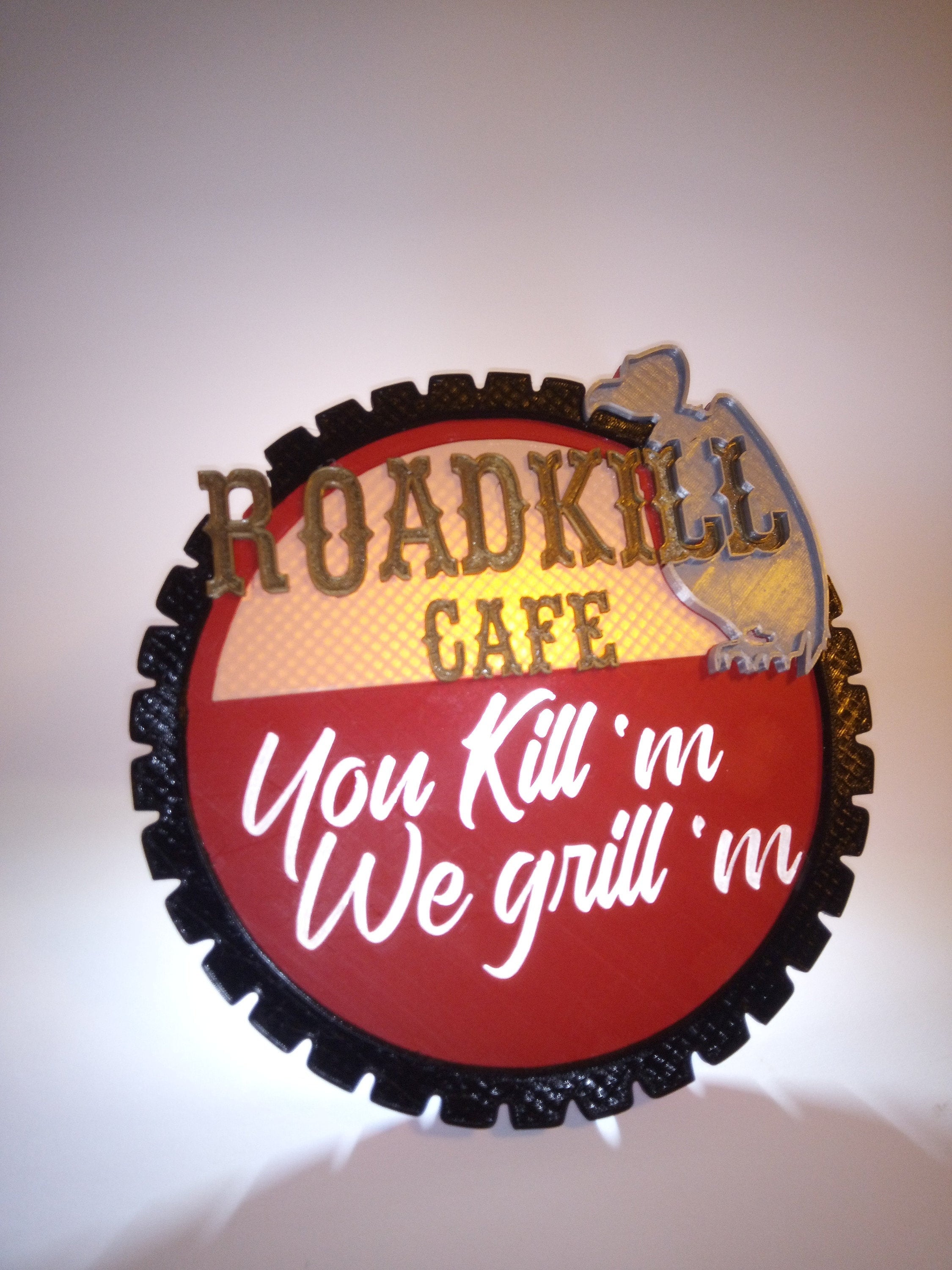 Roadkill Cafe Sign, Mancave Decoration, Illuminated Sign, You Kill 'm ...