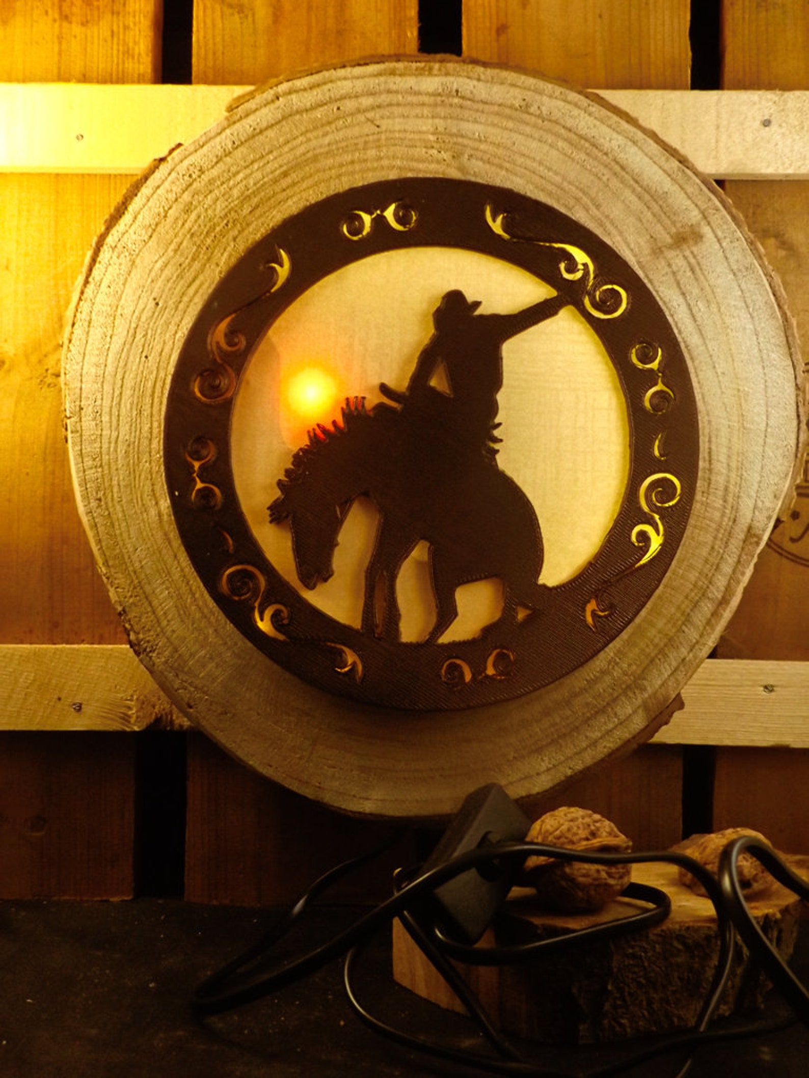 Rodeo Bronco Lamp Made of Natural Wood and Faux Steel - Etsy
