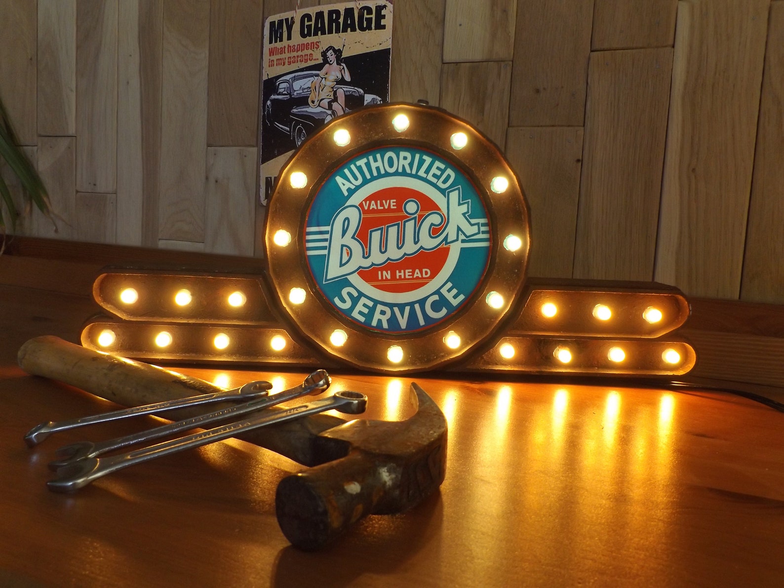 Vintage Rusted Mancave Garage Sign, Patina, With Lights - Etsy