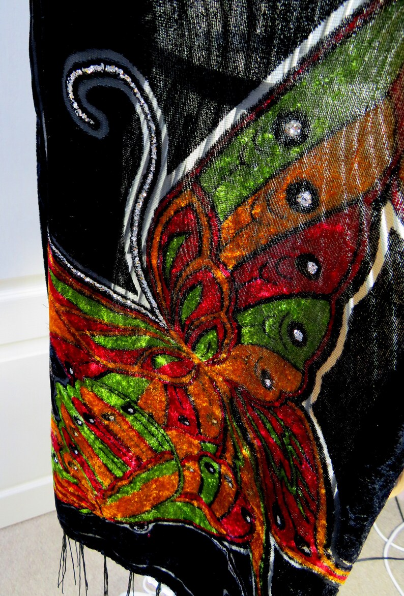Butterfly Shawl Velvet Shawl Vintage Velvet Shawl Evening - Etsy UK