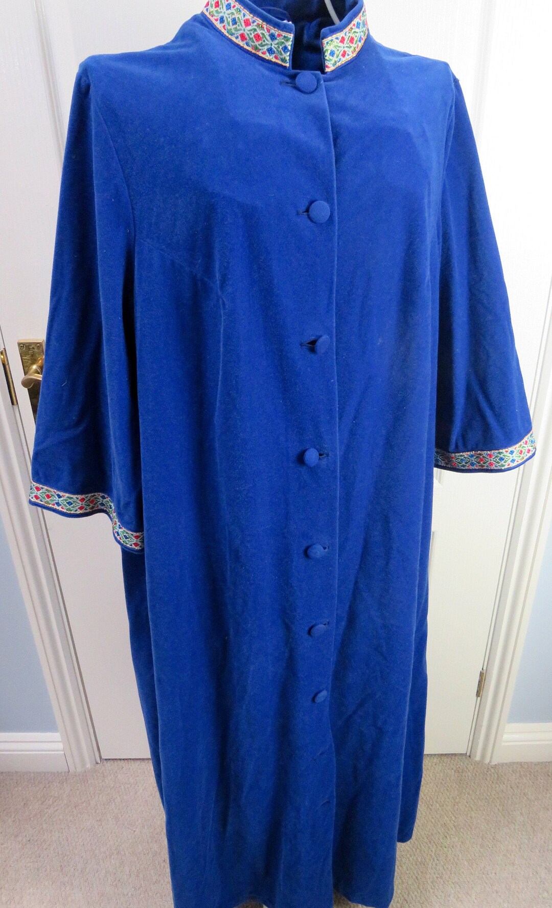 Velvet Housecoat, Vintage Dressing Gown, Velour Housecoat, Made In ...