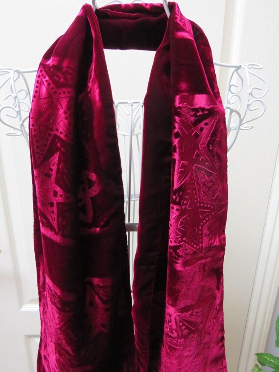 Stars Scarf, Velvet Scarf, Ladies Scarf, Ruby Red, Oc… - Gem