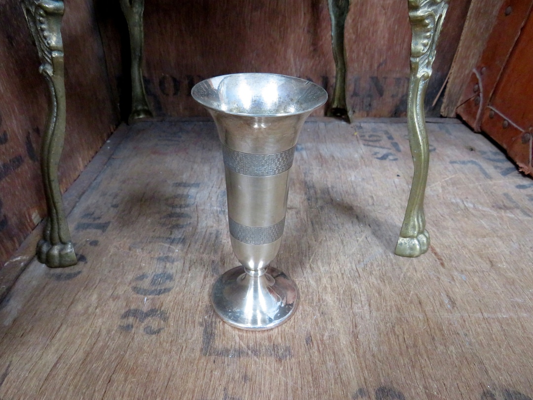 Silver Plated Vase, Etched Silver Vase, Small Vase, Silver Posy Vase ...