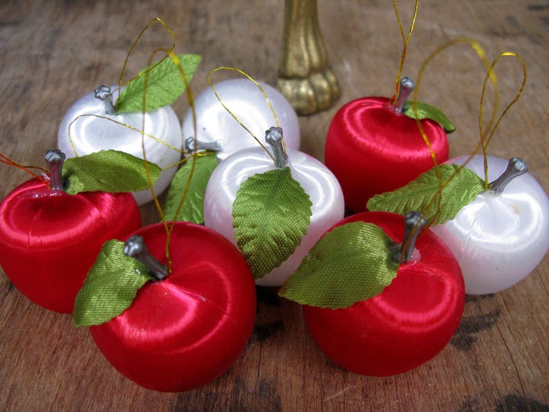 Apple Decorations Red Apples Christmas Baubles Vintage | Etsy