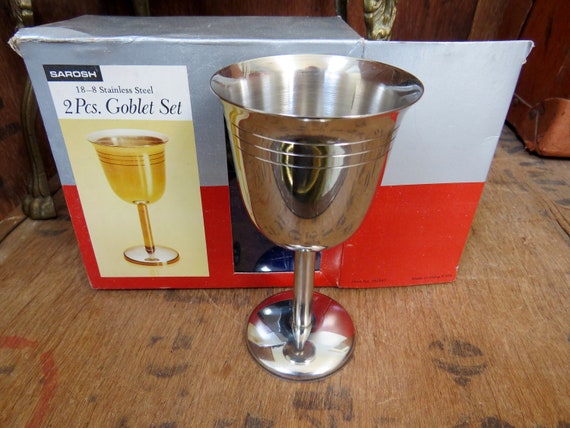 Pair of Goblets Stainless Steel Goblets Silver Goblets Two | Etsy