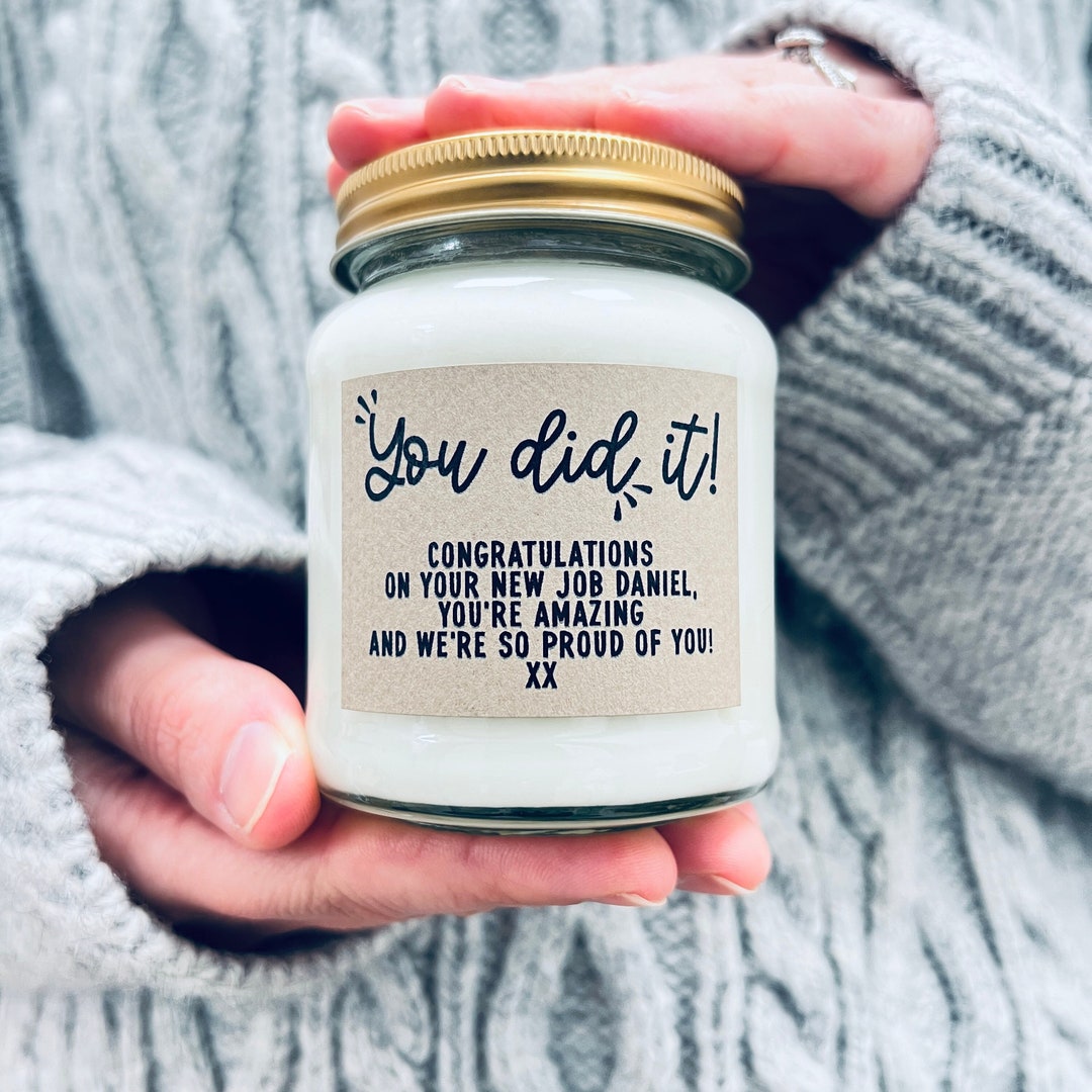 You Did It, Personalised Congratulations Candle Gift, New Job, Passed ...