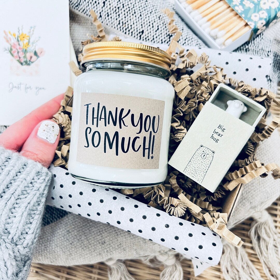 Thank You Gift Set: Soy Candle & Keepsake Token - Etsy UK