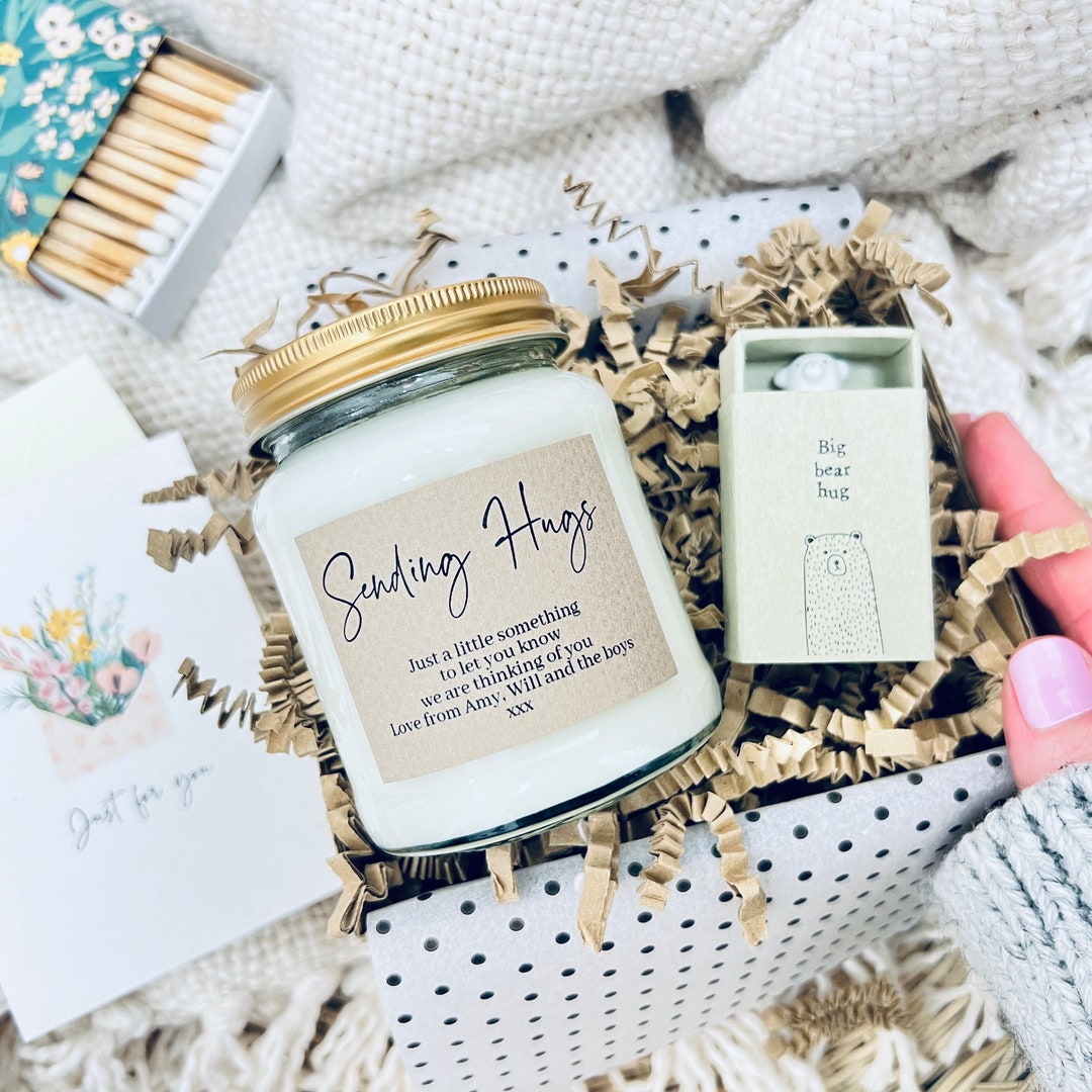 Sending Hugs Gift Set: Soy Candle & Keepsake - Personalised Message ...