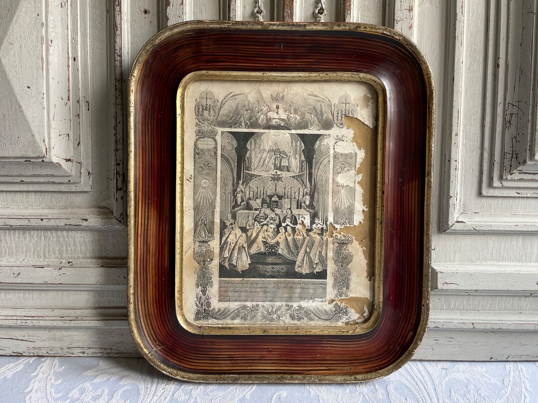 Antique French First Communion Souvenir 1869 Framed Souvenir Print ...