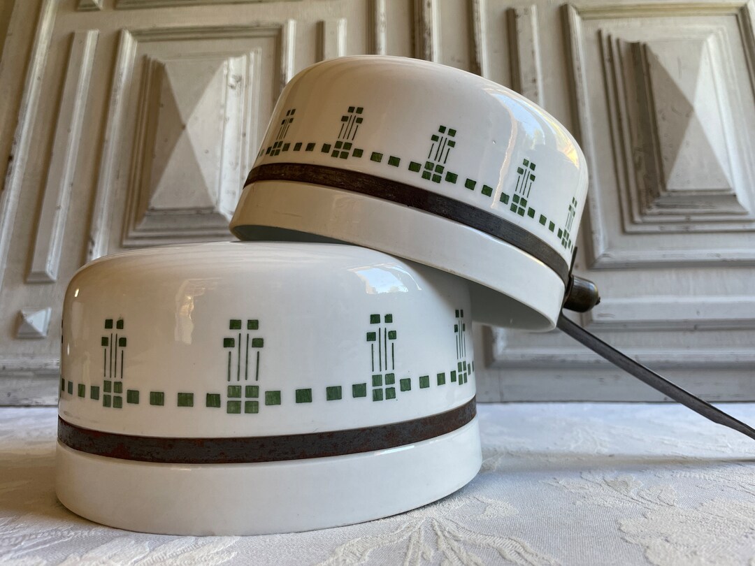 2 Antique French Porcelain Saucepans, White Limoges Aluminite Art Deco ...