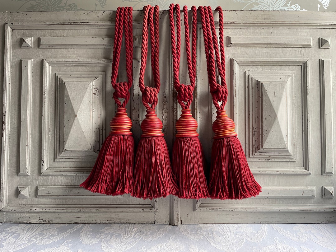 French Vintage Curtain Tiebacks PAIR Large Vintage Tassels Curtain ...