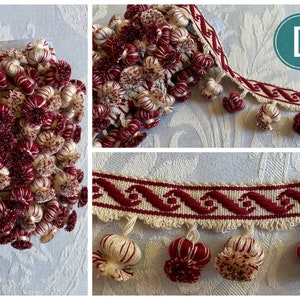 French Vintage Trim, RED Trimmings VARIOUS Lengths Red Braids Finishing ...