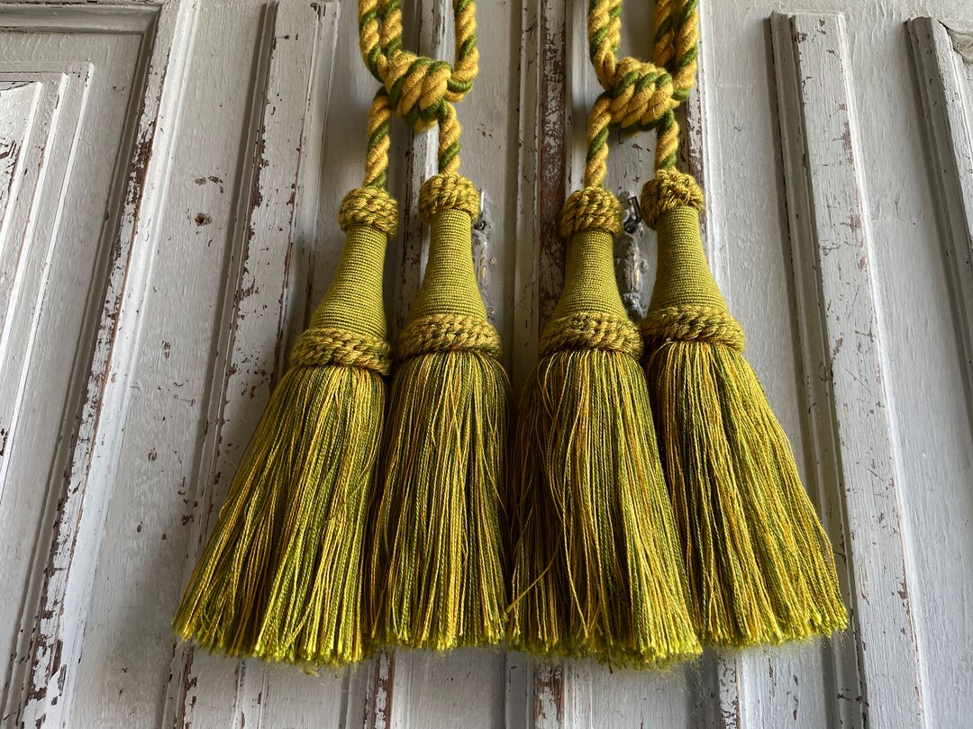 Vintage French Tiebacks Golden Woollen 1950's Curtain - Etsy