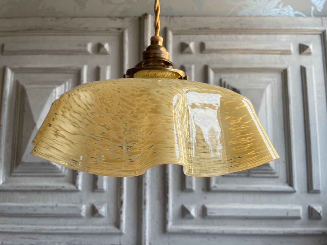 Antique French Splatter Mottled Glass Ceiling Shade, Stylish Envelope ...