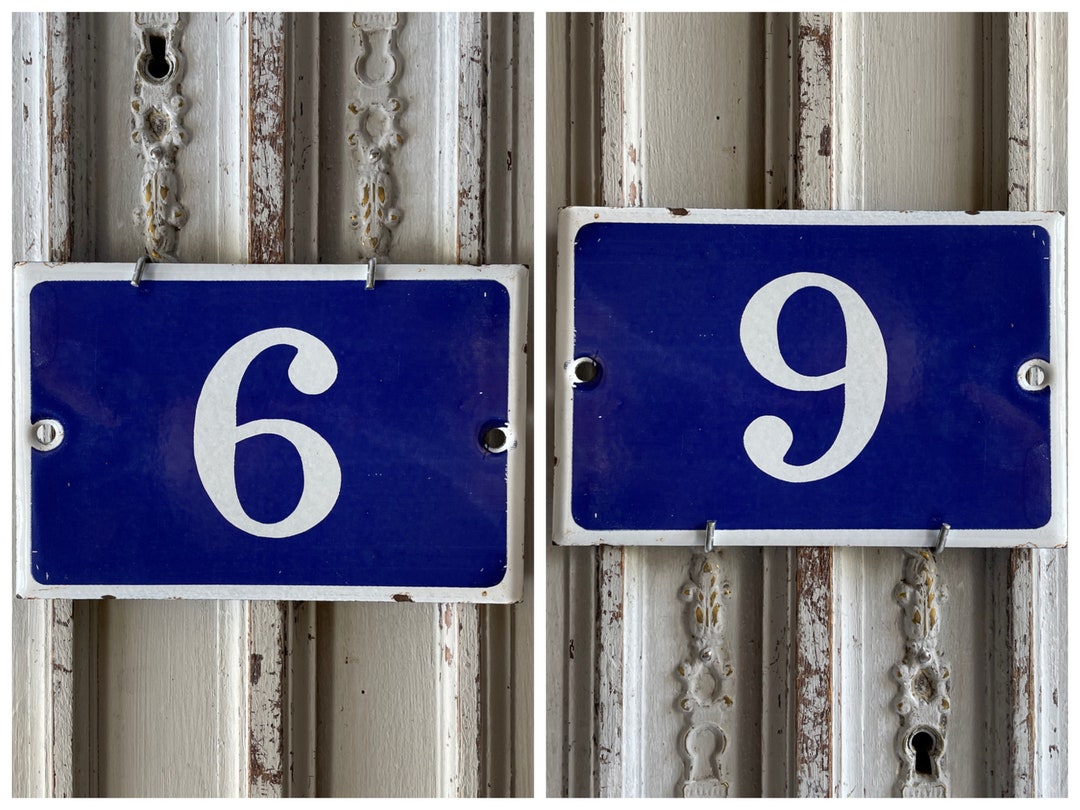 FRENCH Vintage Enamel House Number 6 OR 9 House Number - Etsy