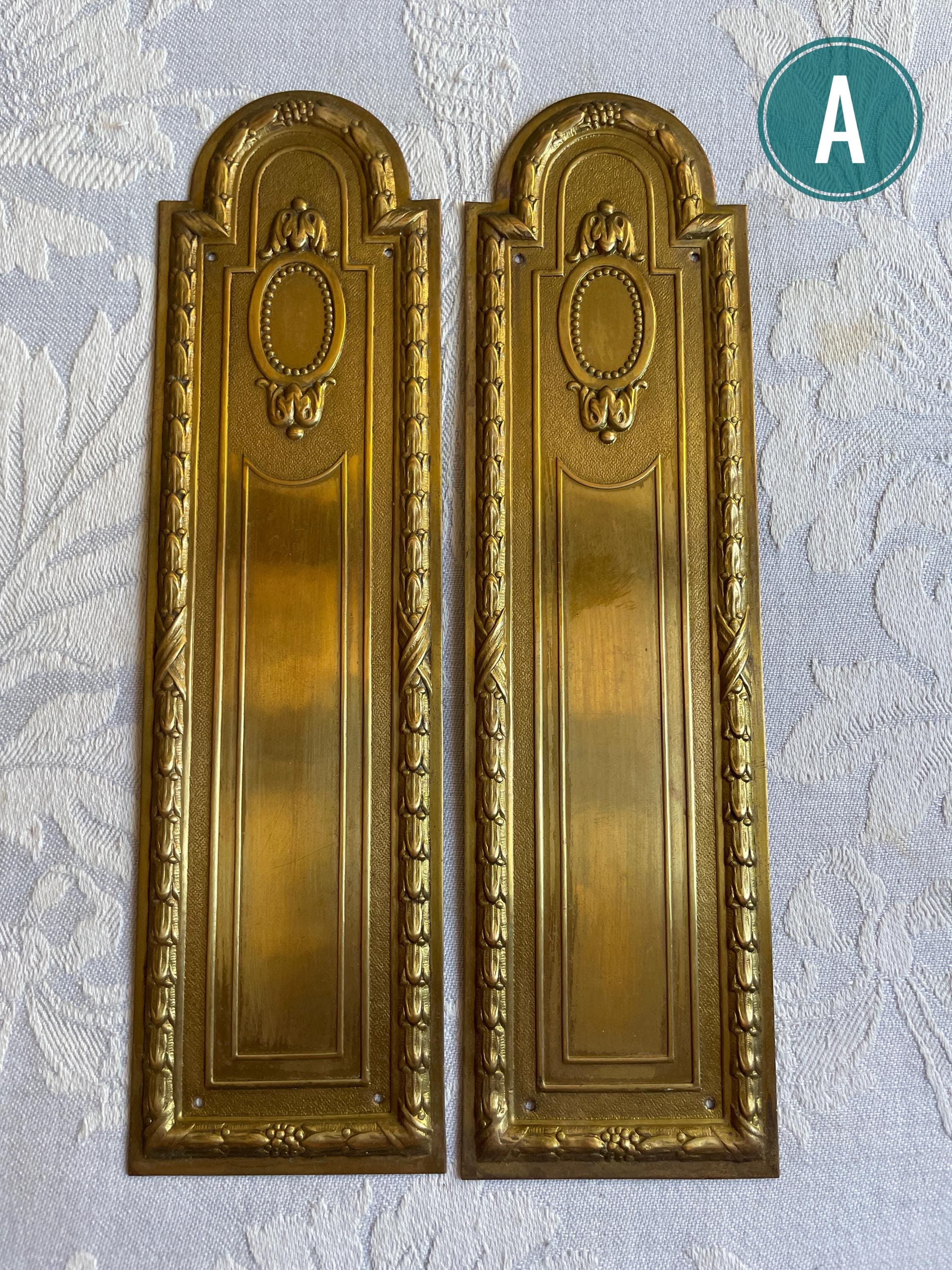 PAIR Antique Brass Push Plates, Grills, Door Finger Plates, French ...