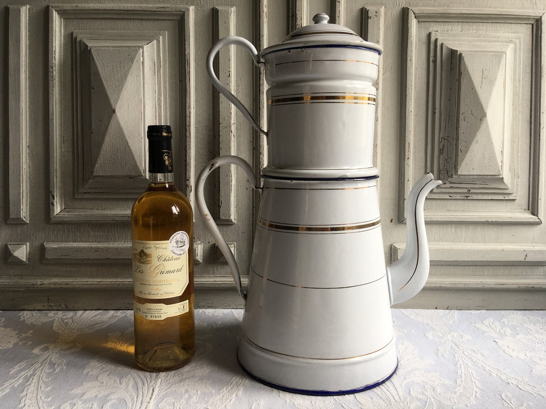 French Vintage, HUGE Enamel Coffee Pot, Cafétiere, Nordic Living JDL 5 ...