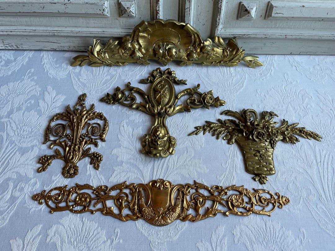 Antique French Bronze Pediment, LARGE Brass Fronton, SINGLE Picture ...