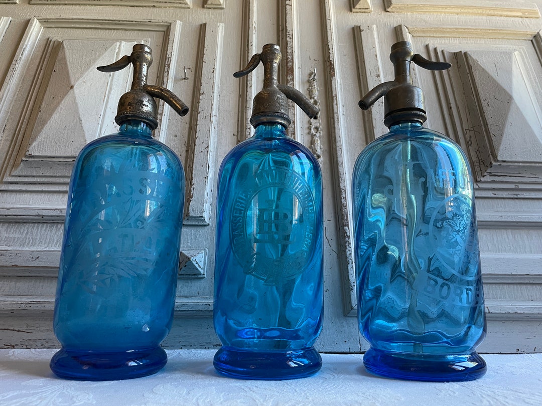 French Vintage Seltzer Blue Soda Syphon SINGLE Stunning - Etsy