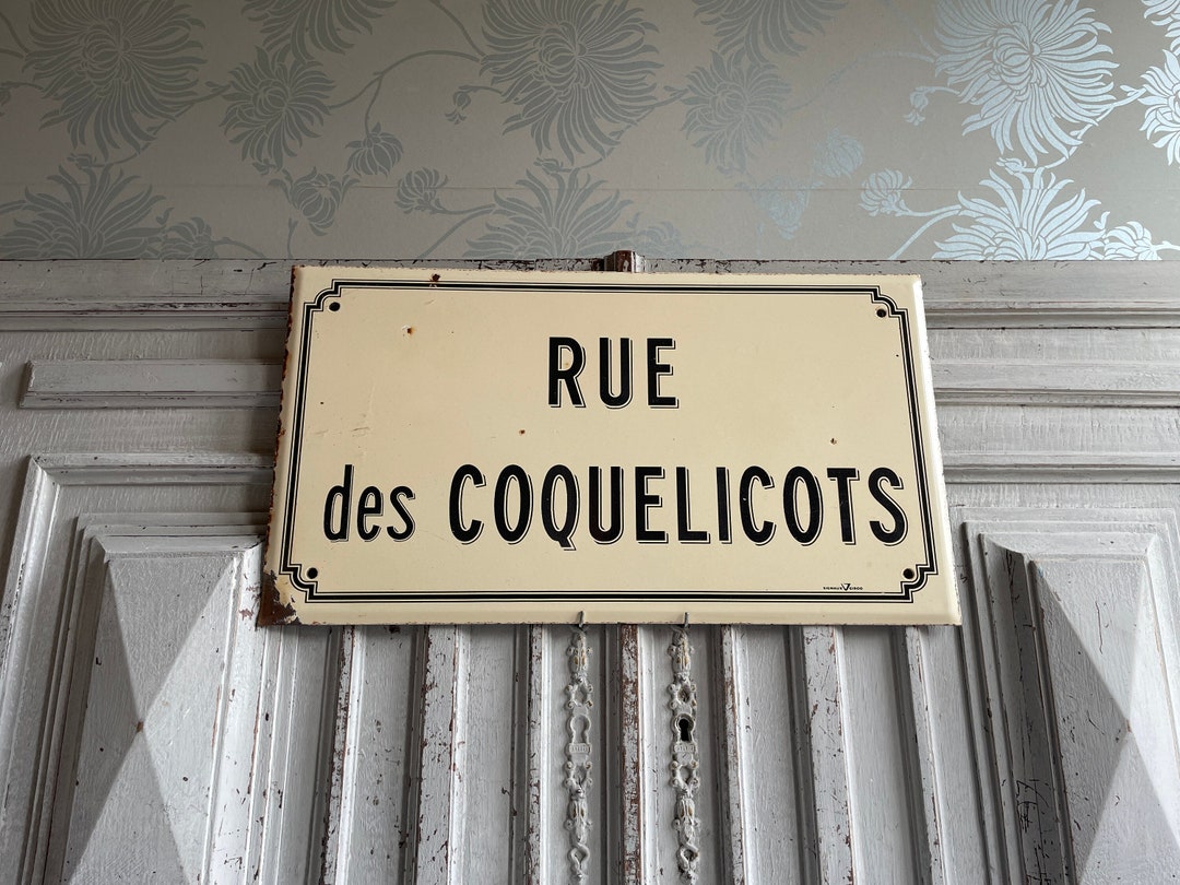Vintage French Enamel Street Sign 1940s rue De Coquelicots, Road of ...