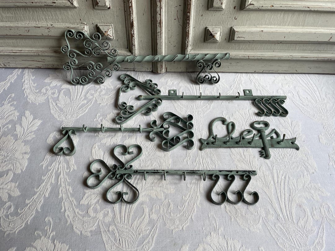 French Vintage Key Hook, Wrought Iron Duck Egg Green CHOOSE Metal ...
