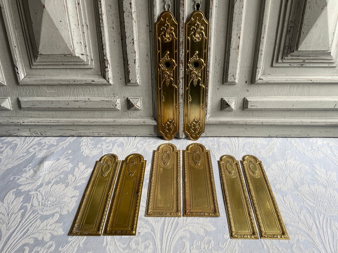 Antique French Brass Push Plates Ornate Gold (PAIR) VARIOUS Door Finger ...