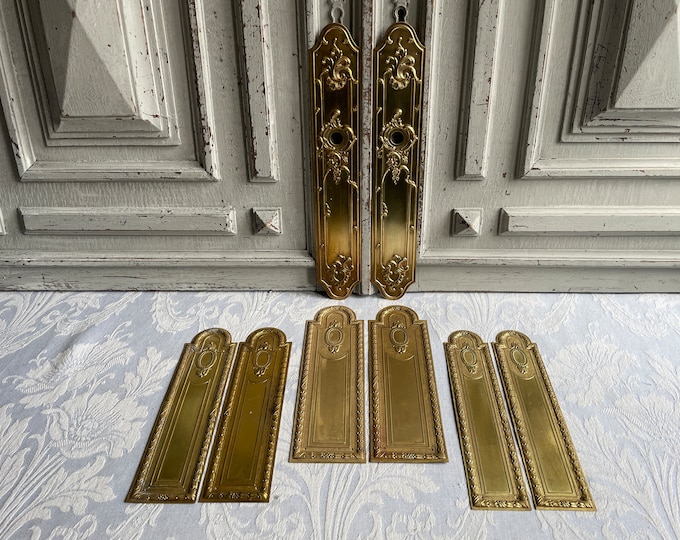 Antique French Brass Push Plates Ornate Gold (PAIR) VARIOUS Door Finger ...