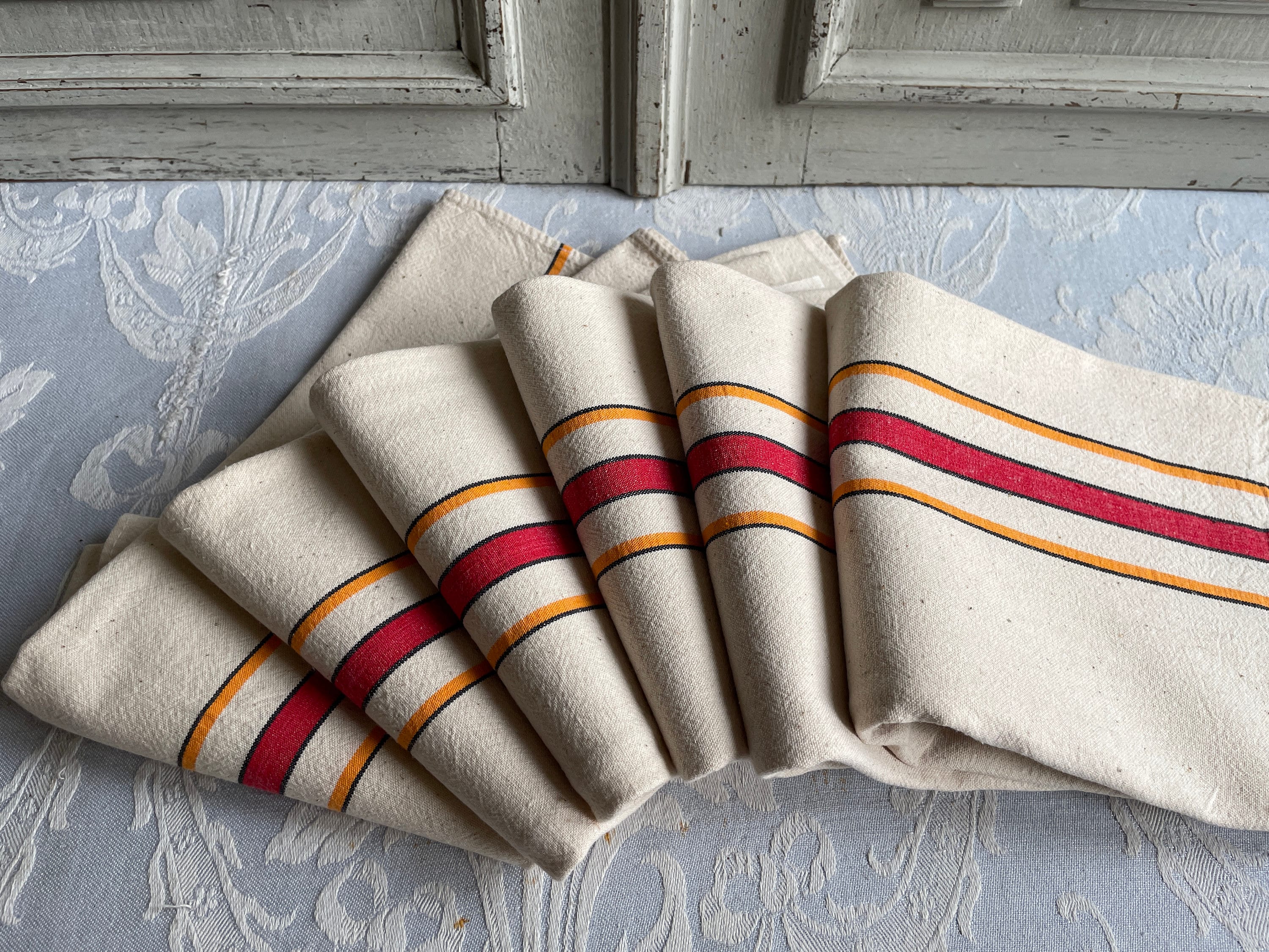 Home & Living Vintage French Cotton Linen mix Torchons Dishcloths ...